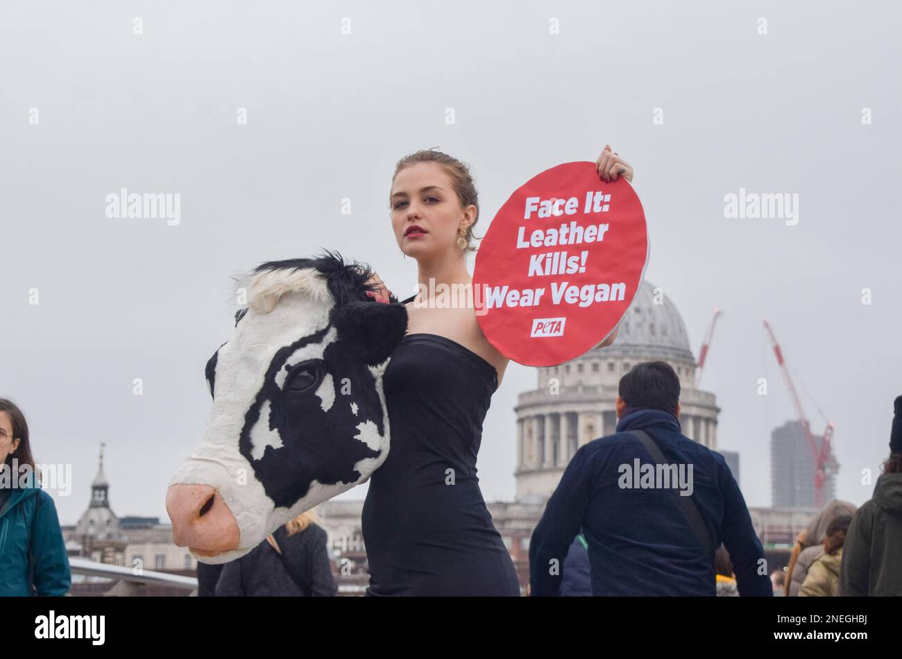 London, England, UK. 16th Feb, 2023. Animal rights group PETA staged a ...