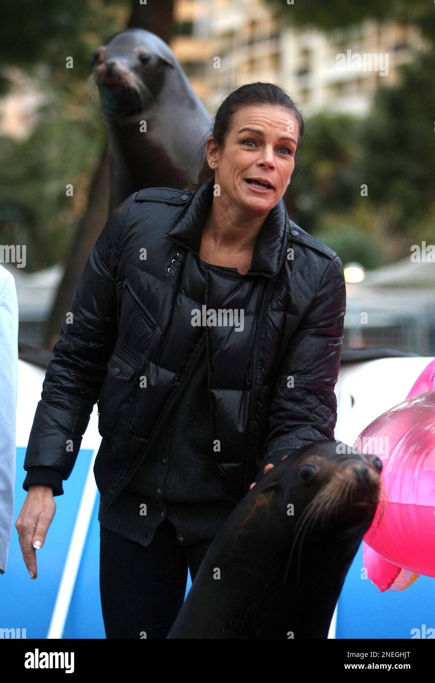 Princess Stephanie of Monaco poses with seals as she presents the 34th ...