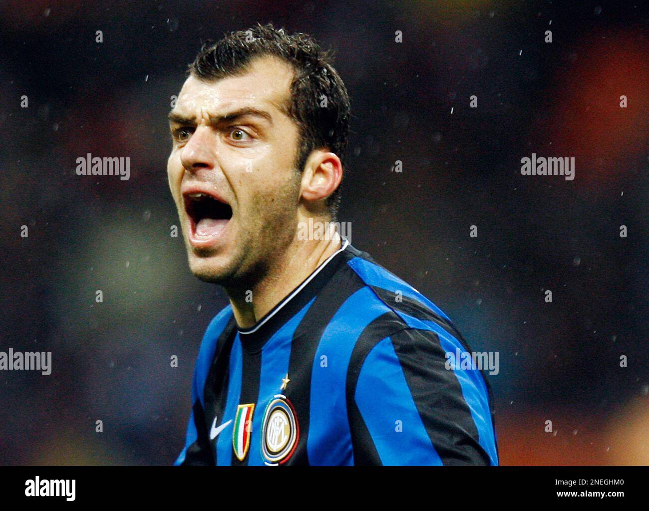 Inter Milan forward Goran Pandev of Macedonia reacts during their Serie ...