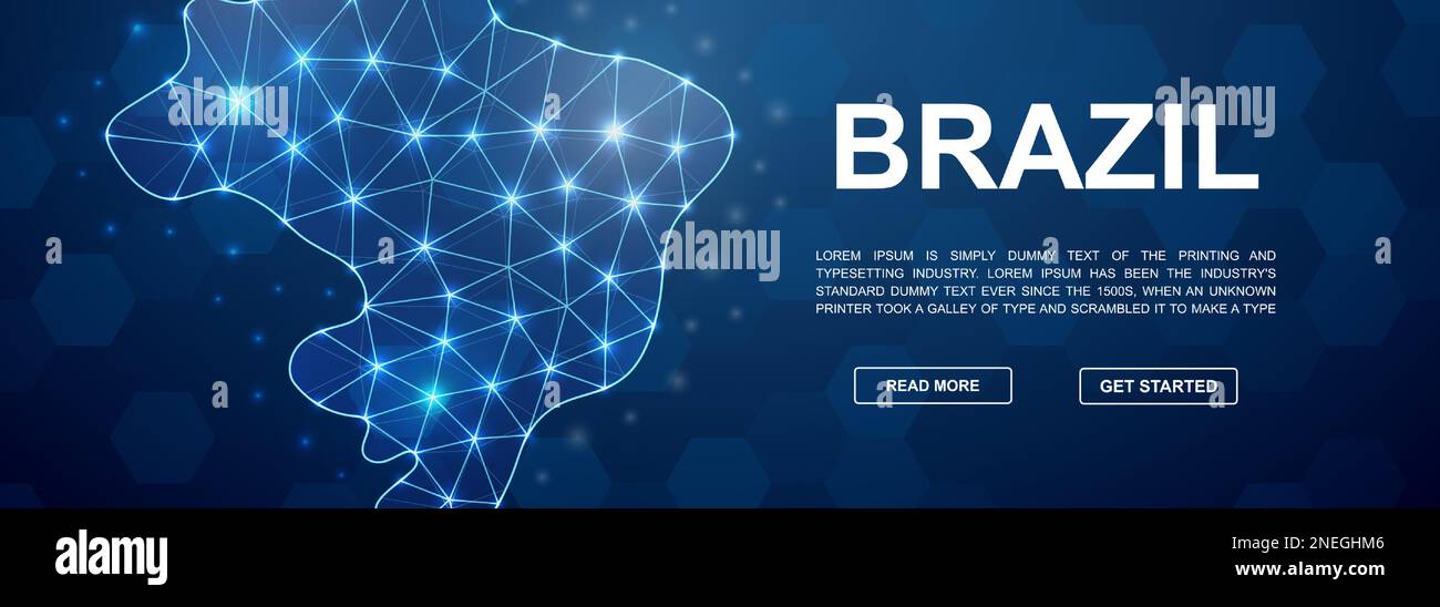 Brazil 3d low poly head promotion banner. Brazil map design ...