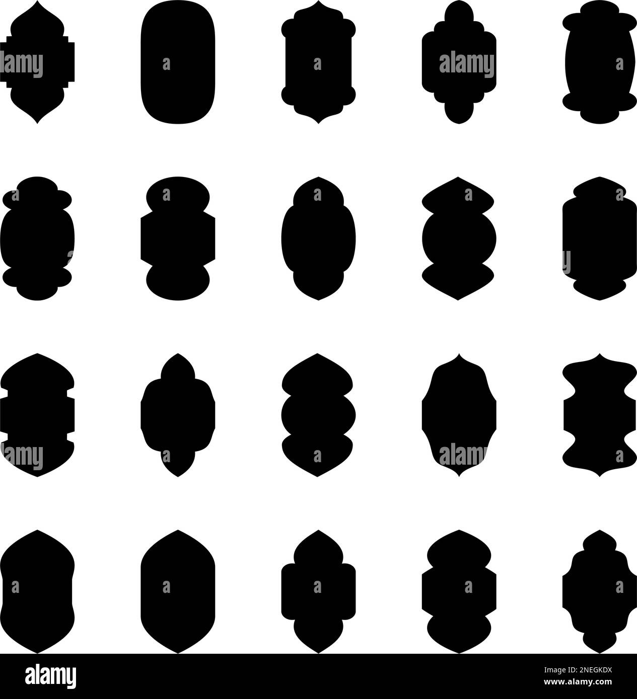 Set of islamic windows. Traditional islamic design illustration. Arabic ...