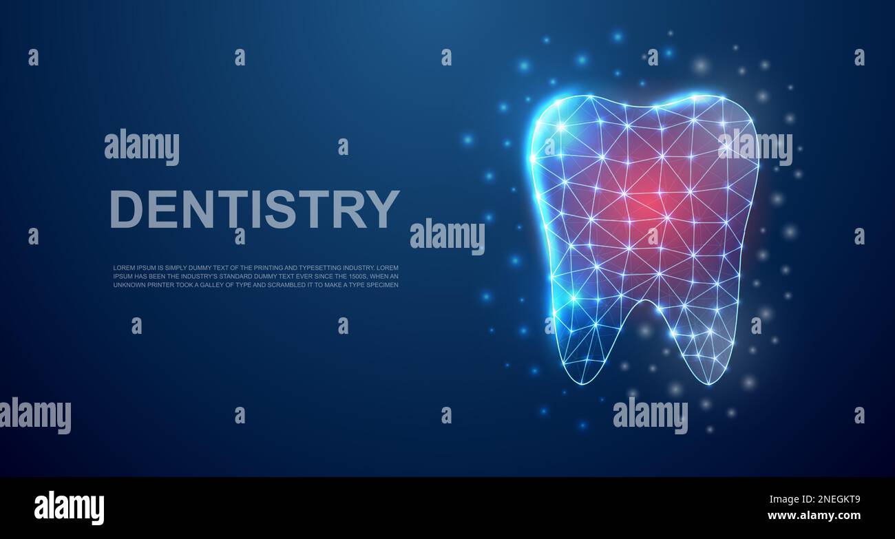 Tooth 3d low poly symbol with pain center for landing page. Tooth pain ...