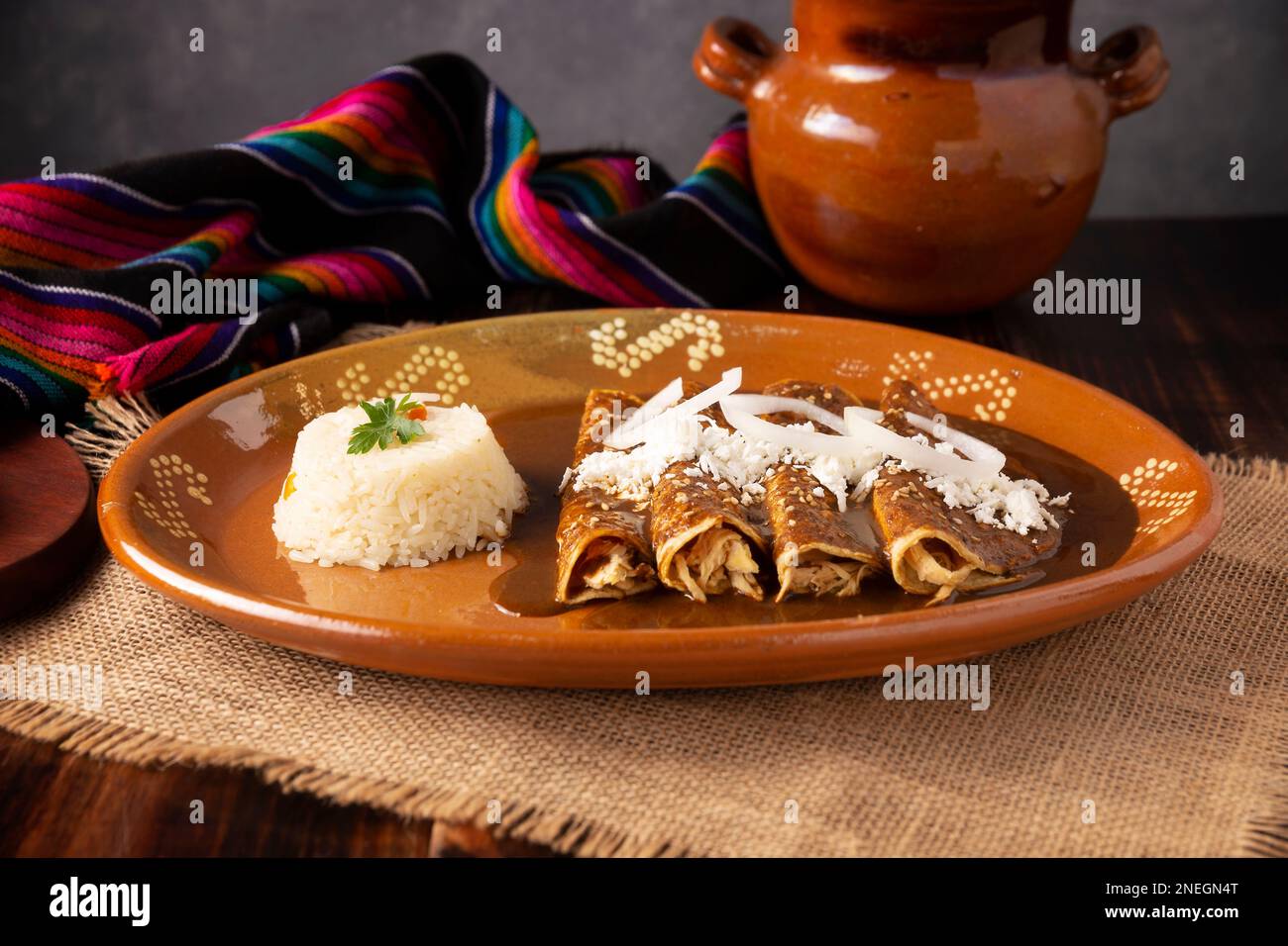 Chicken enmoladas. Also known as mole poblano enchiladas, they are a ...