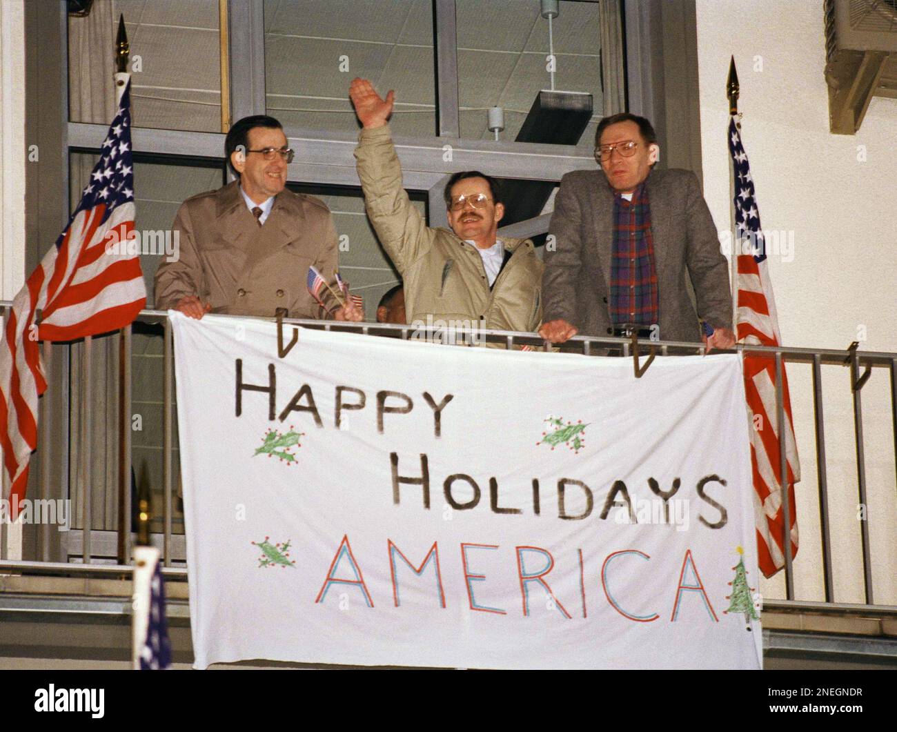Three former American hostages Joseph Cicippio, left, Terry Anderson ...