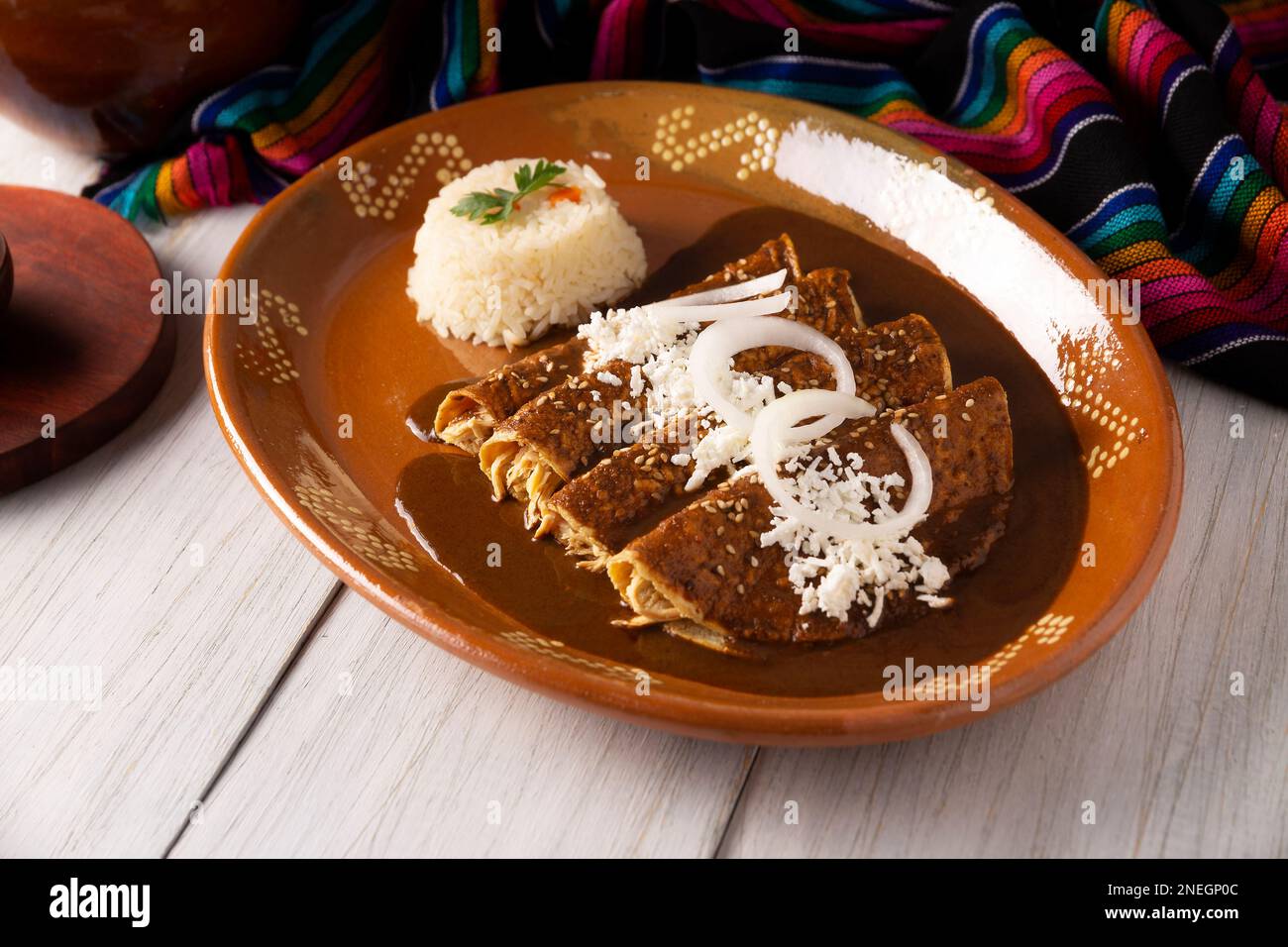 Chicken enmoladas. Also known as mole poblano enchiladas, they are a ...