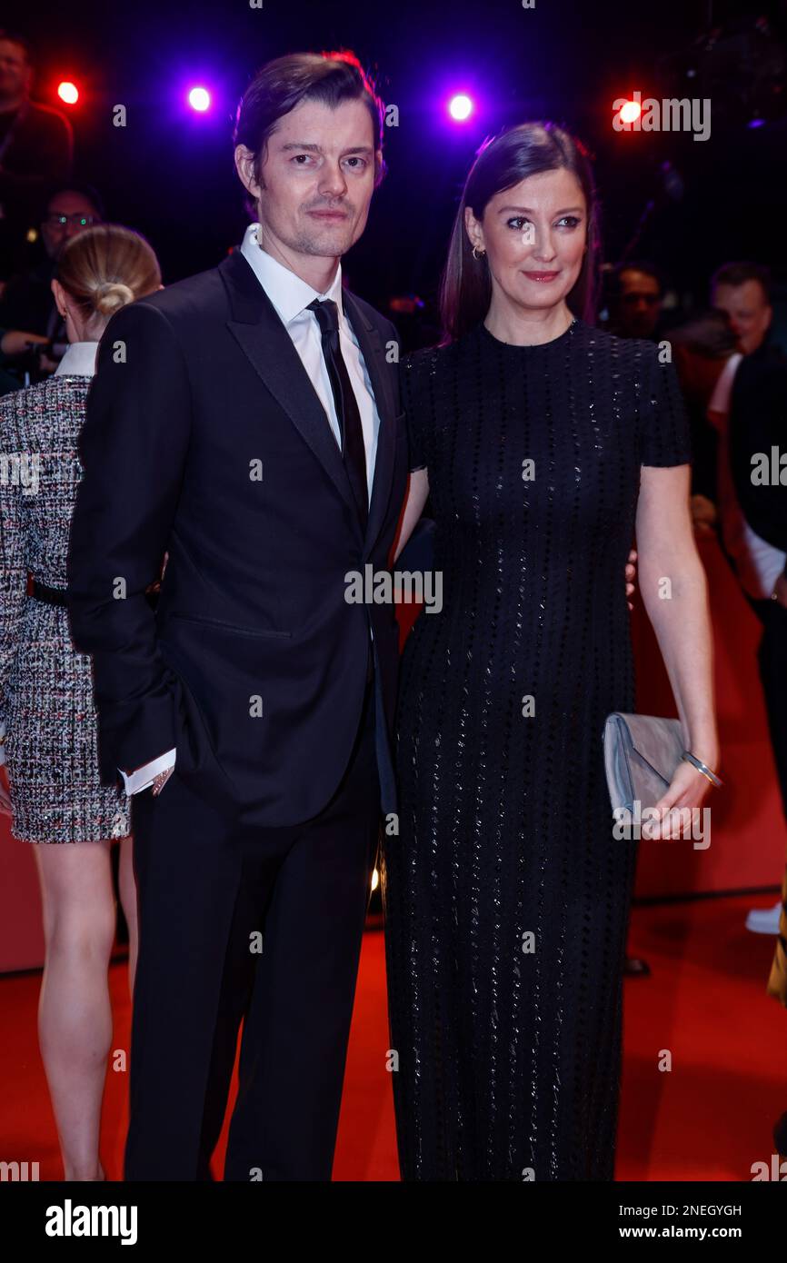 Sam Riley, left, and Alexandra Maria Lara pose for photographers upon ...