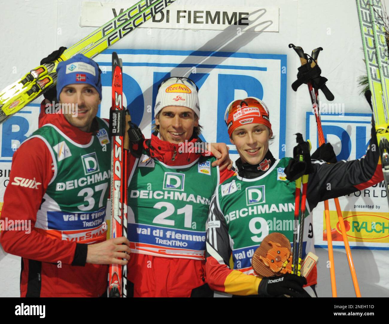 From left, second-placed Magnus Moan of Norway, winner Felix Gottwald ...