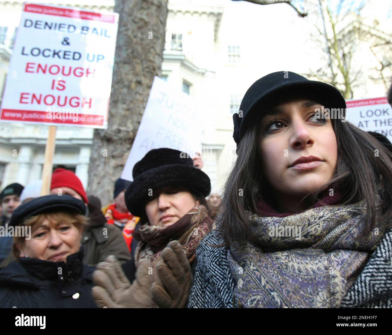 Sophie Symeou sister of Andrew Symeou reacts outside the Greek embassy ...