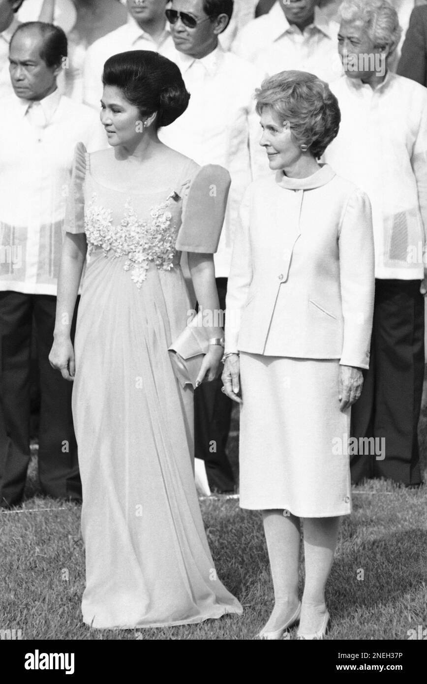 First lady Nancy Reagan and first lady of the Philippines Imelda Marcos ...