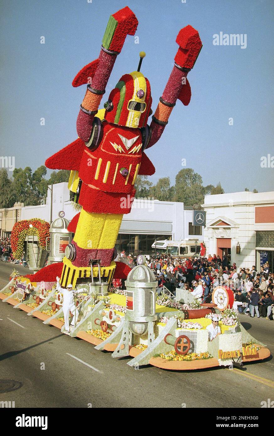 The Sunkist Growers float, ?Rocketman,? rolls down the 110th Tournament ...