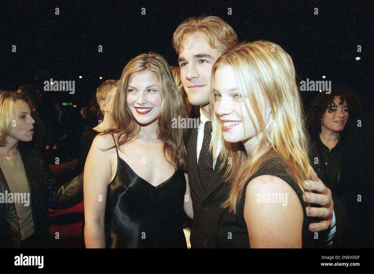Actors Ali Larter, left, poses with co-stars James Van Der Beek and Amy ...