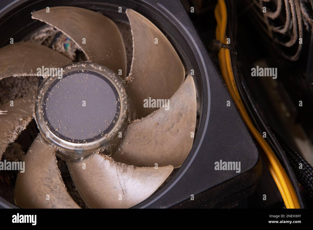 Dust on the fan in the computer close up Stock Photo - Alamy