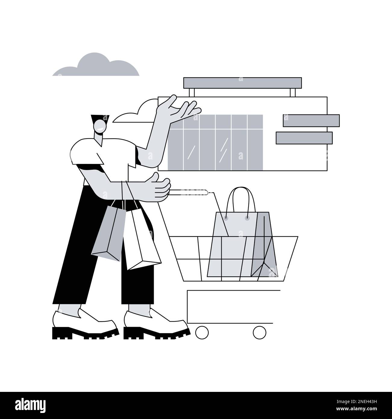 Big box store abstract concept vector illustration. Superstore, big box ...