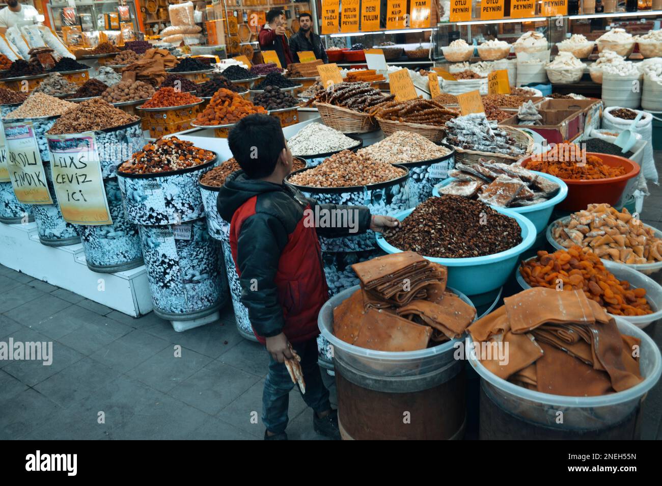 Food market in Turkiye that sells different kind of products. Little ...