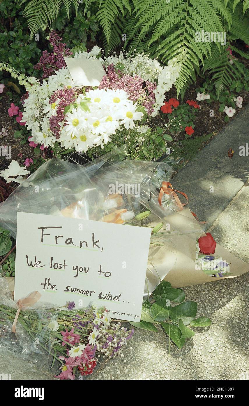 Tributes to legendary singer and movie star Frank Sinatra mount at the ...