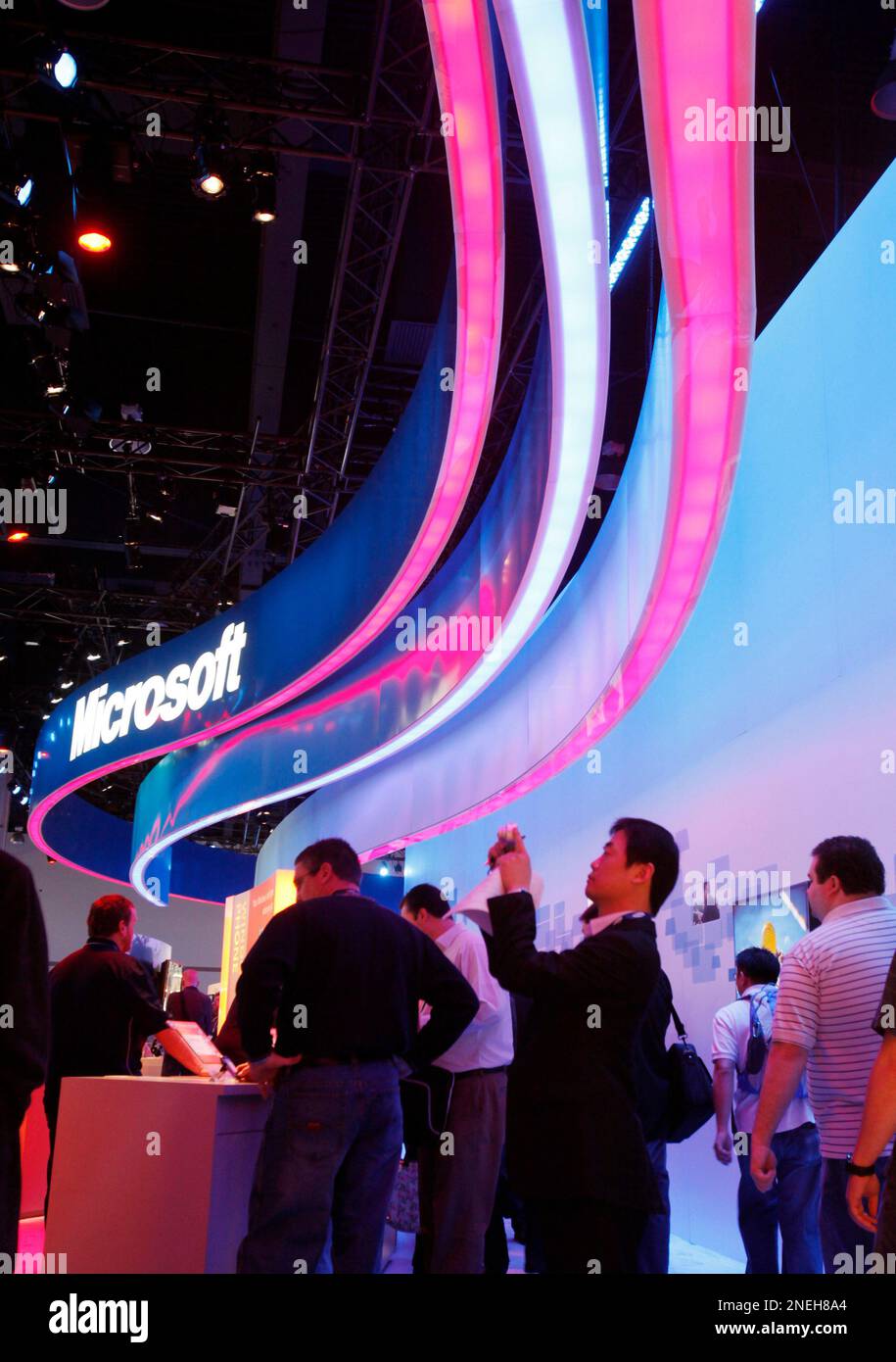 The Microsoft Corp. booth is shown at the Consumer Electronics Show ...