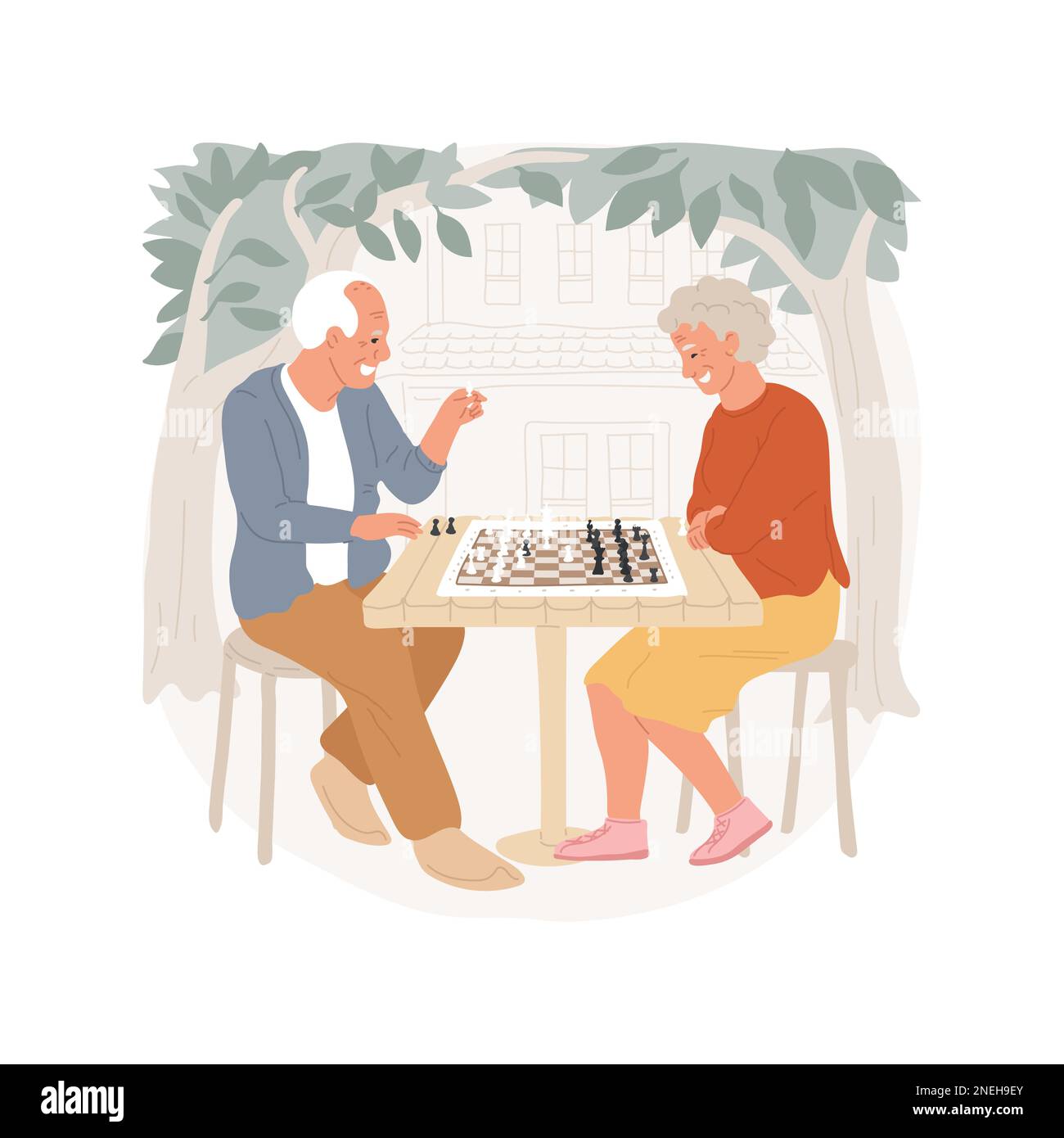 Chess isolated cartoon vector illustration. Community park, senior ...