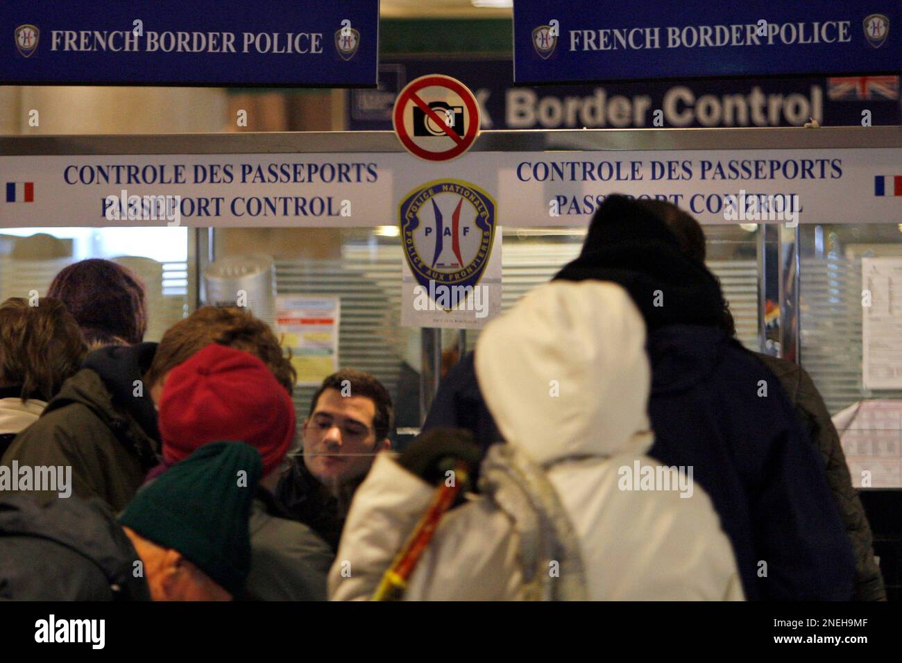 Eurostar passengers go through passport control on their way to board ...