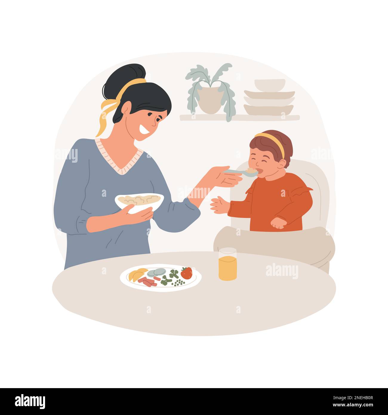 Hungry child mother Stock Vector Images - Alamy