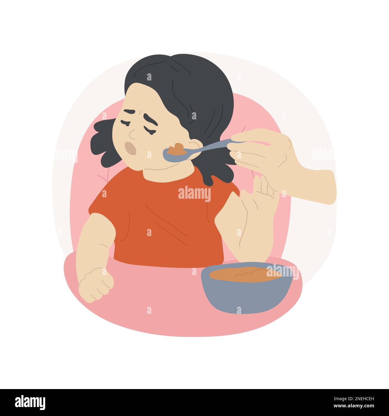 Toddler refuses to eat isolated cartoon vector illustration. Little kid ...