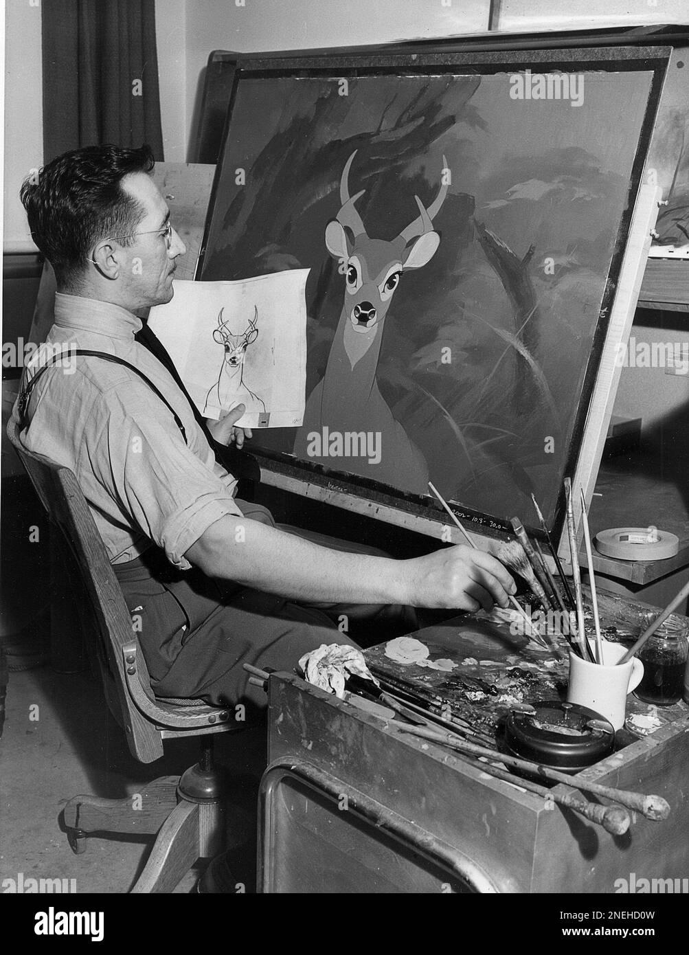 Each of the hundreds of backgrounds in the "Bambi" film was ...