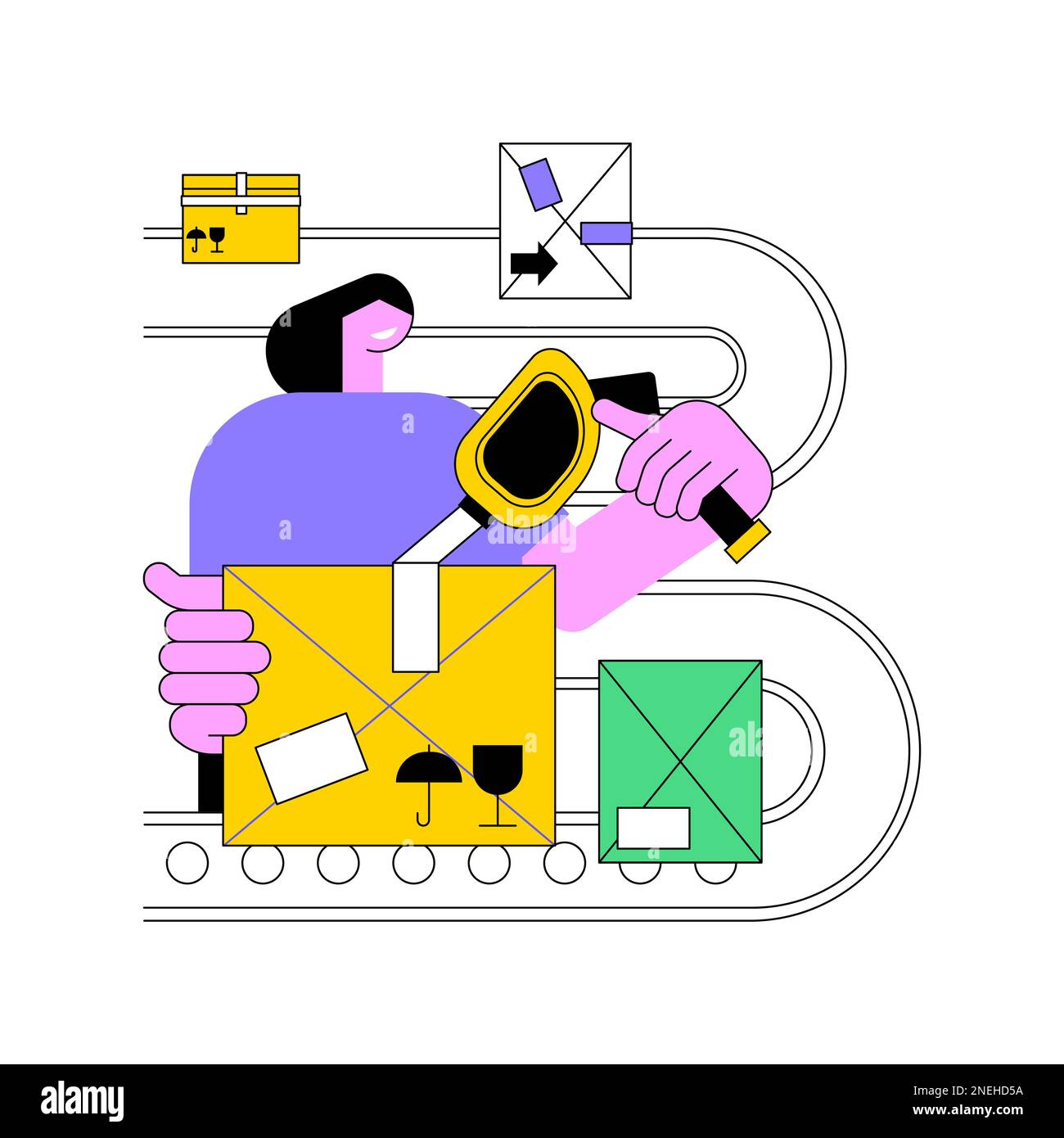 Blockchain item tracking isolated cartoon vector illustrations ...