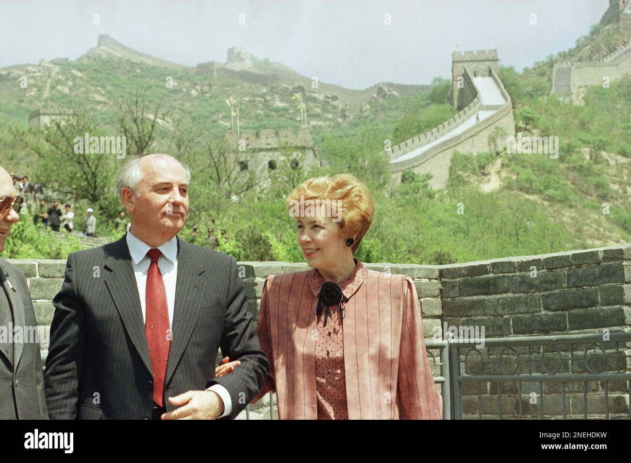 Soviet leader Mikhail Gorbachev and his wife Raisa pose for ...