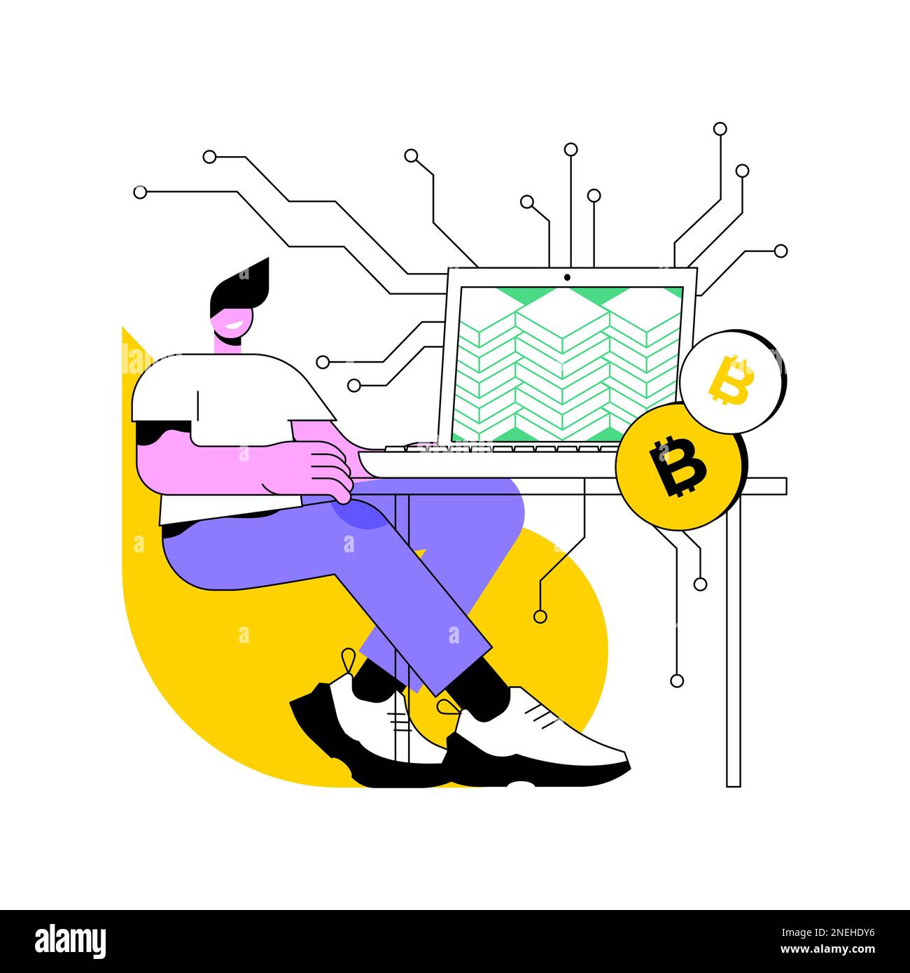 Blockchain engineer isolated cartoon vector illustrations. Professional blockchain engineer with ...