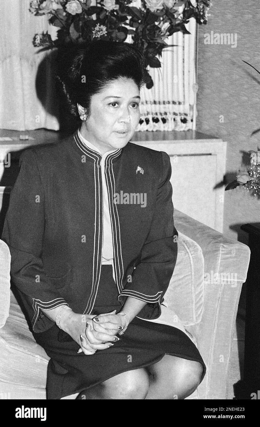 First Lady Imelda Marcos is being interviewed by the Associated Press ...