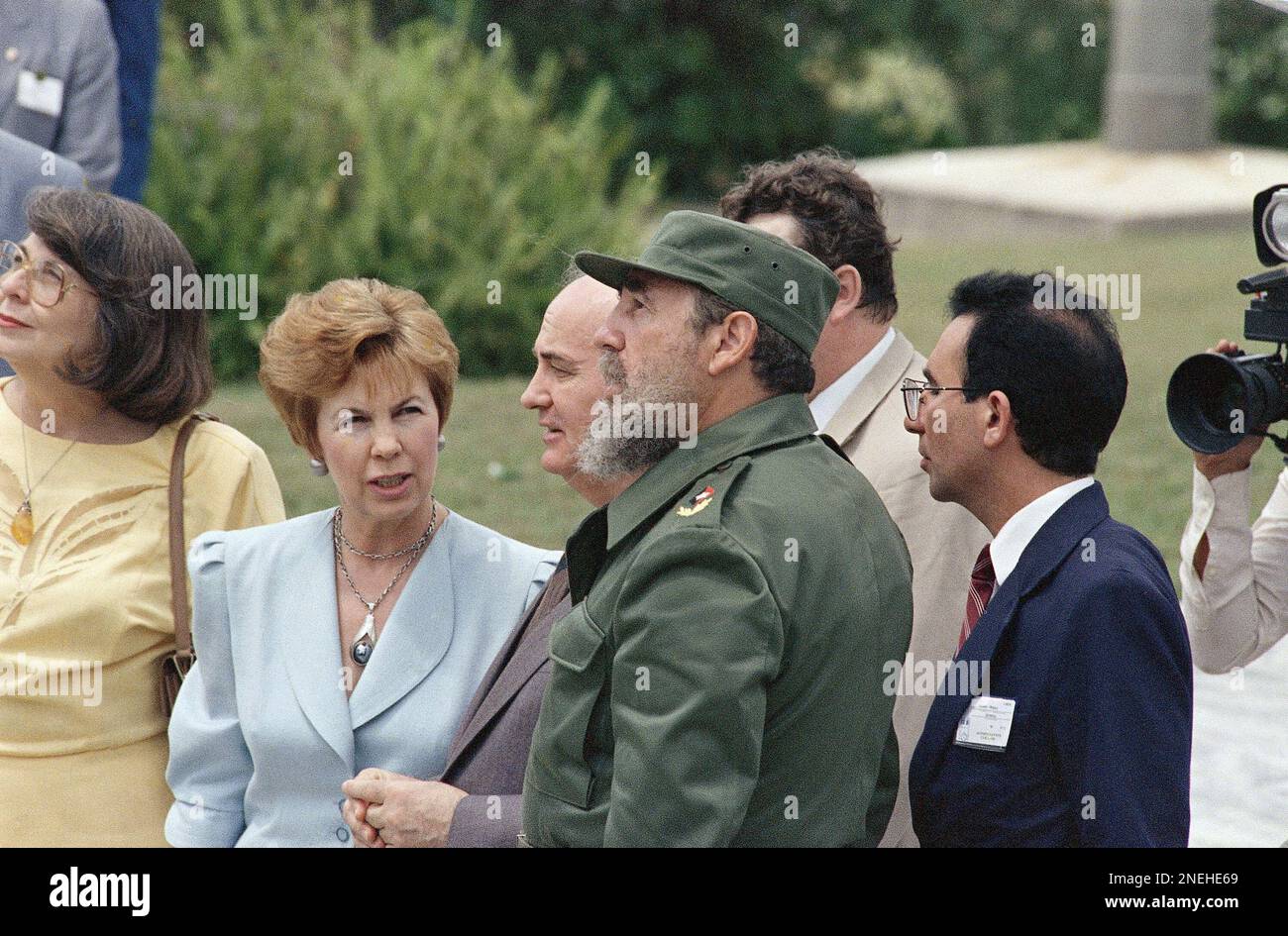 Raisa Gorbachev talks to her husband Soviet President Mikhail Gorbachev ...