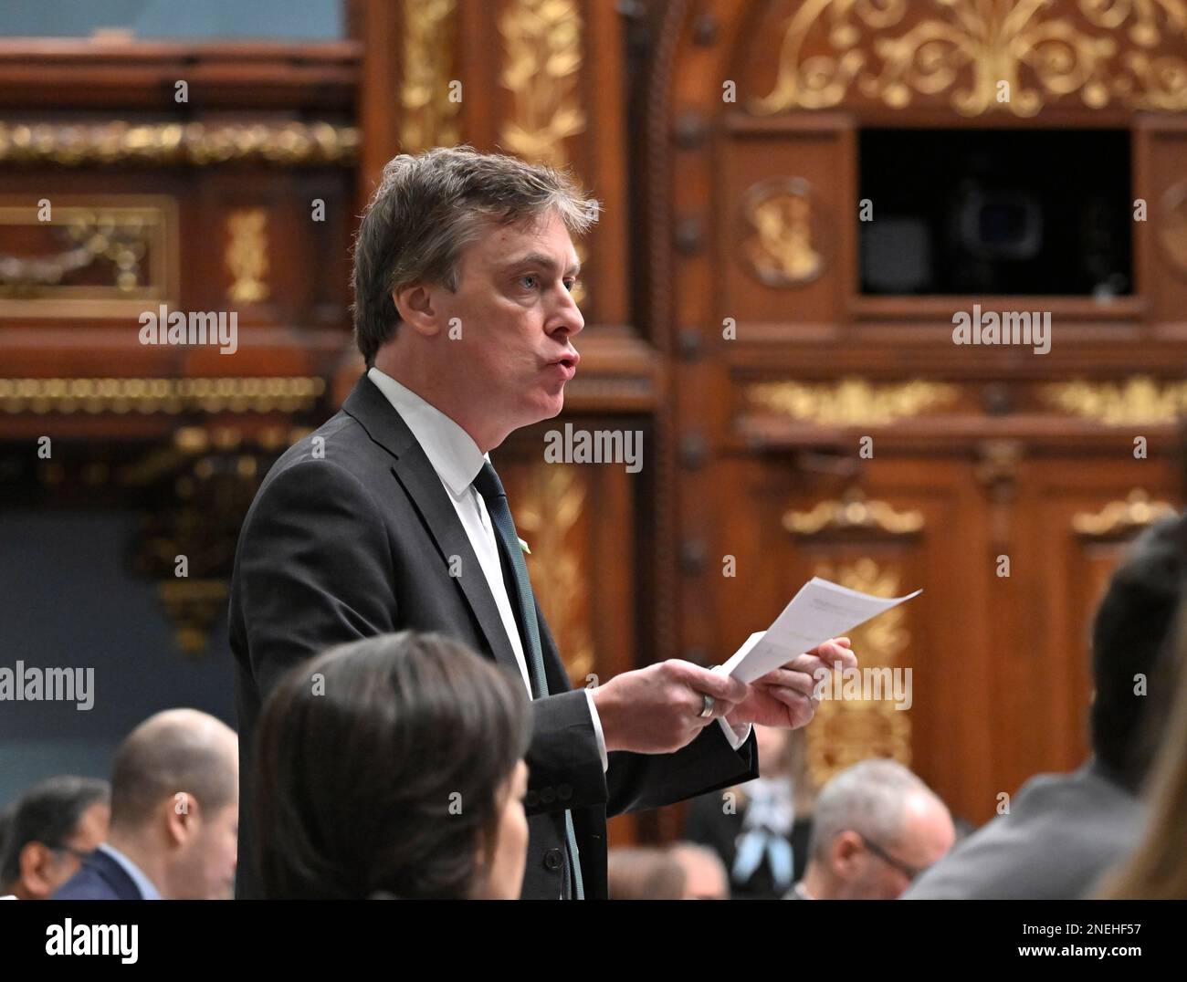Quebec Liberal Party interim Leader Marc Tanguay questions the ...