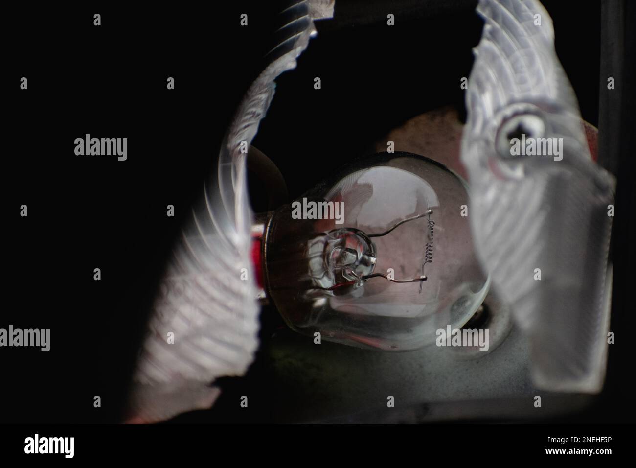 A closeup of a broken stop light of a forklift Stock Photo - Alamy