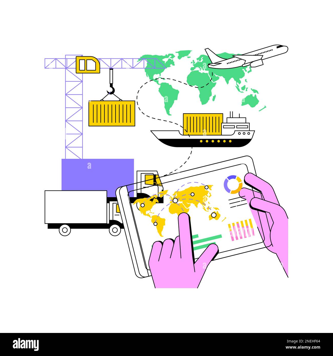 Blockchain-backed logistics isolated cartoon vector illustrations ...