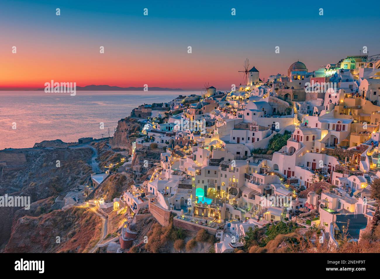 Typical greek village sunset hi-res stock photography and images - Alamy