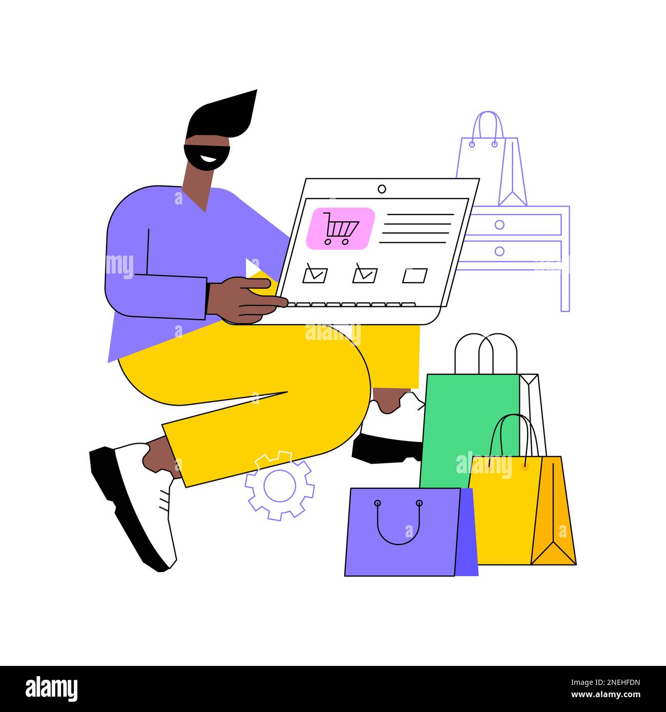 E-Commerce order processing isolated cartoon vector illustrations. Man ...