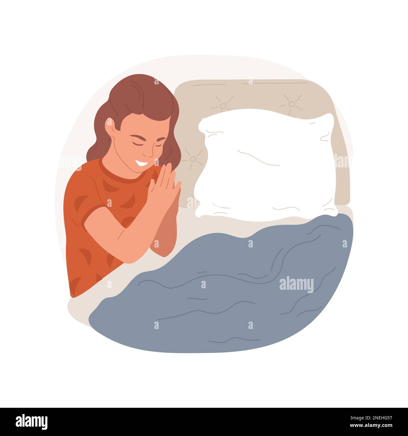 Prayer before sleep isolated cartoon vector illustration. Young girl ...