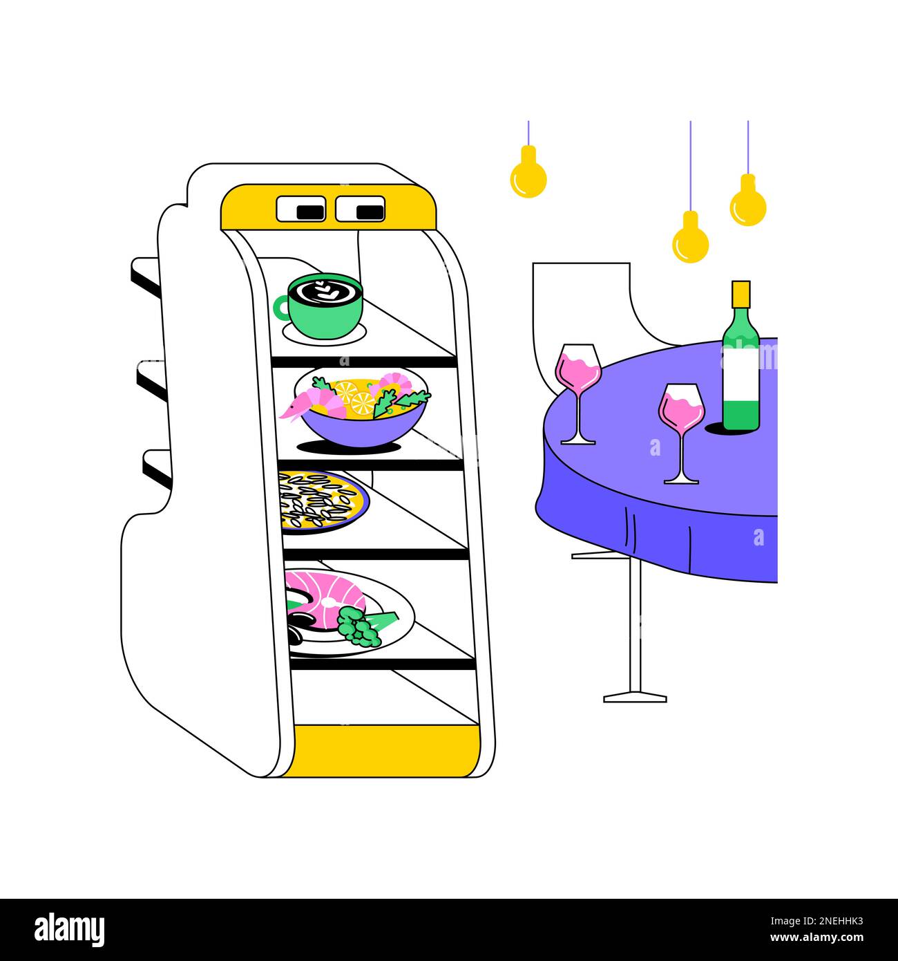 Robotic waiter isolated cartoon vector illustrations. Robotic waiter ...