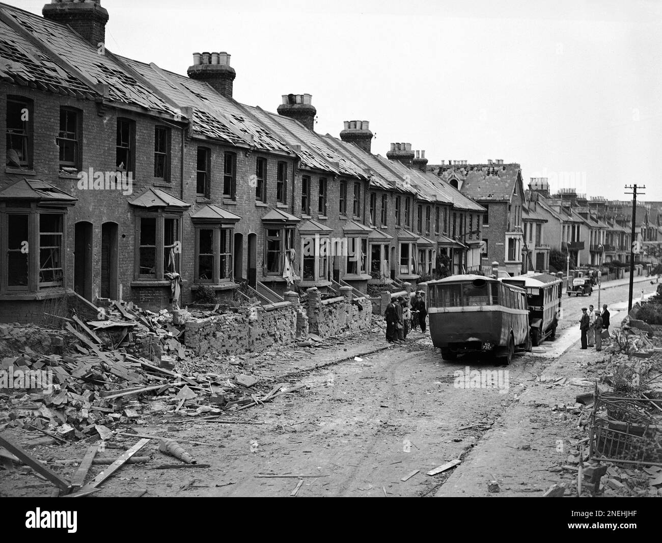A street of houses in Ramsgate, damaged by German bombs during the raid ...