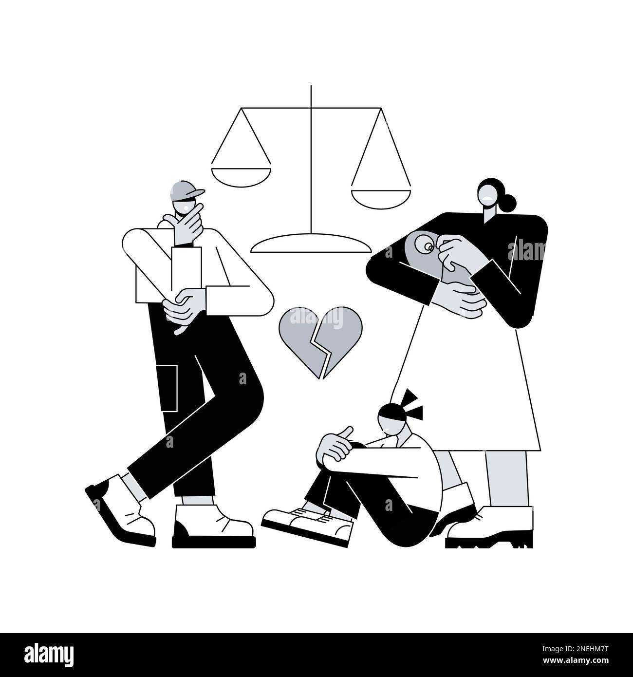 Divorce Abstract Concept Vector Illustration Marriage Dissolution