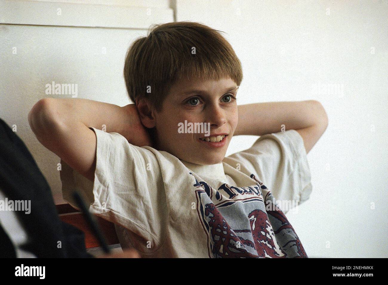 Alexander ?Sasha? Artemev, a 12-year-old gymnast, is shown during an interview at the Monarch ...