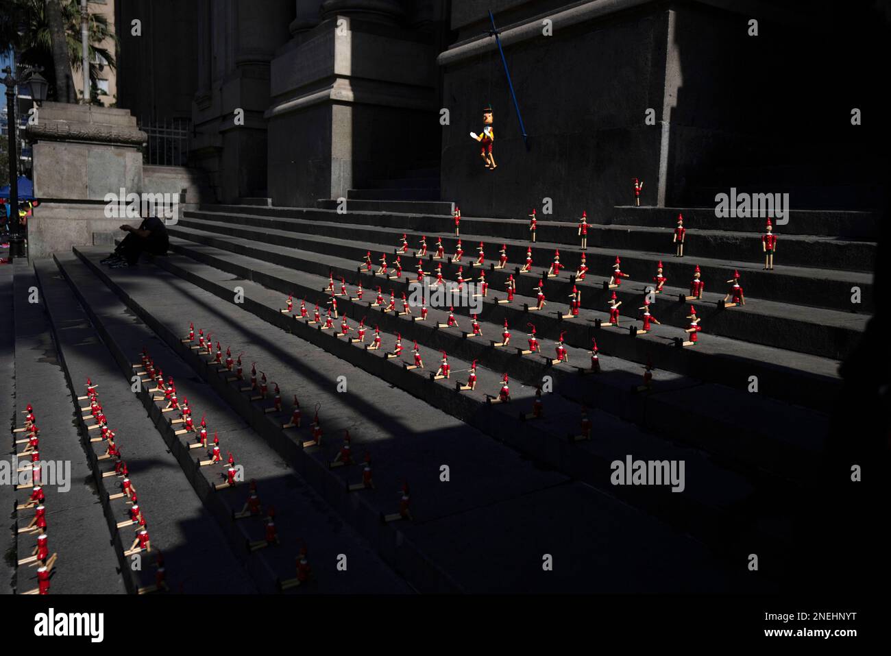 Miniature puppets depicting the fictional character Pinocchio, are ...