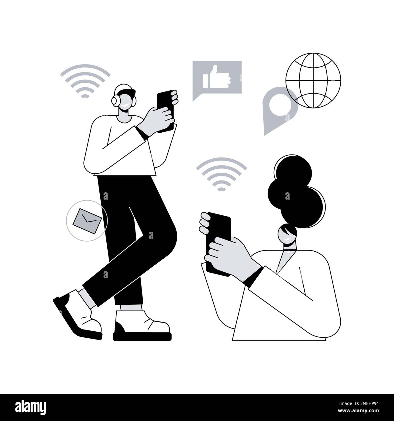 Connected living abstract concept vector illustration. Global online ...