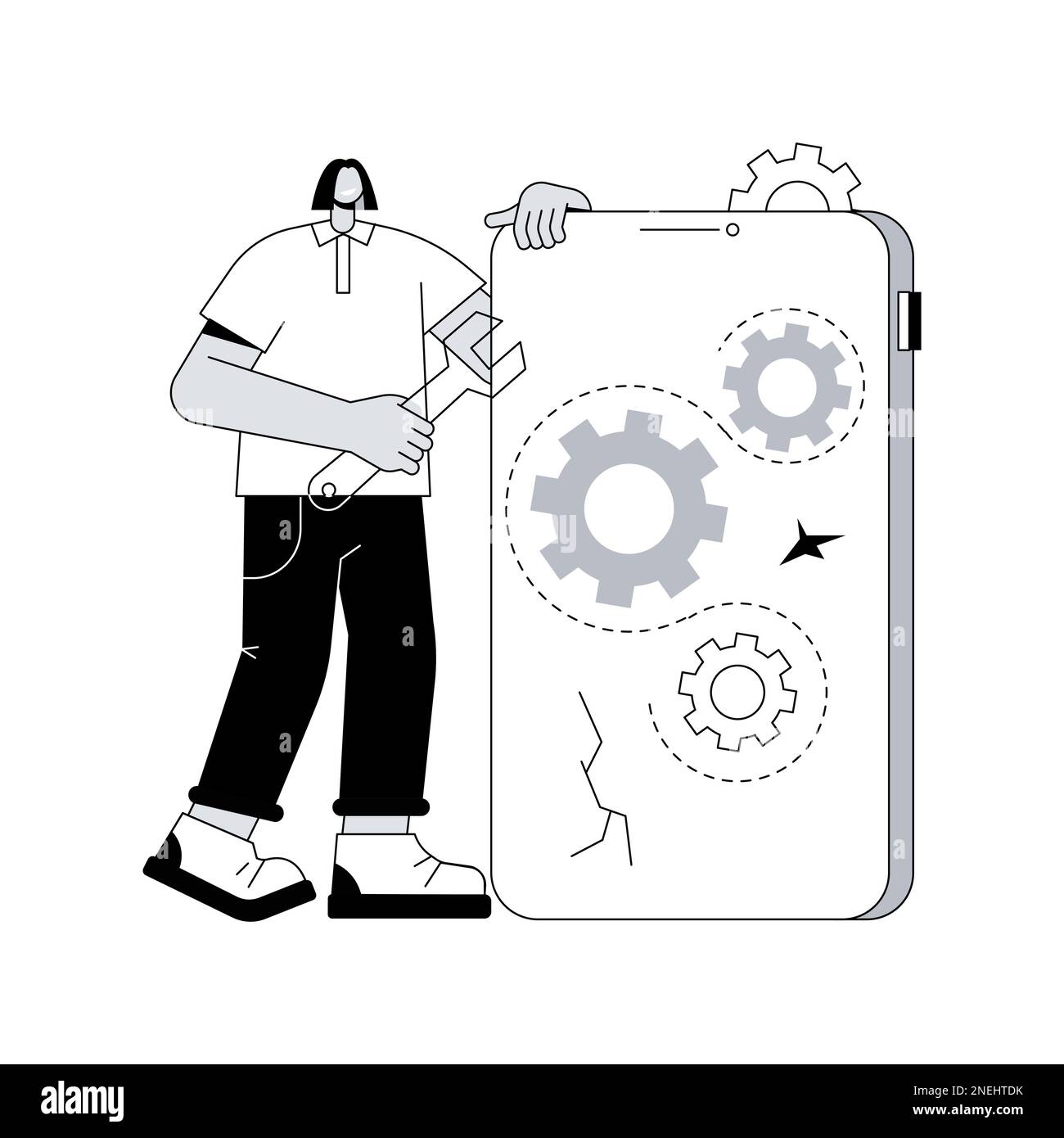 Mobile device repair abstract concept vector illustration. Mobile phone ...