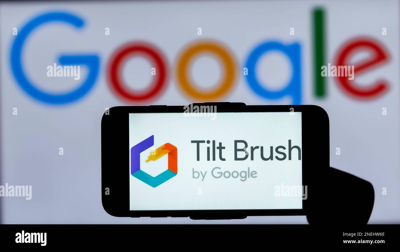 In this photo illustration, the logo of Tilt Brush is seen displayed on ...