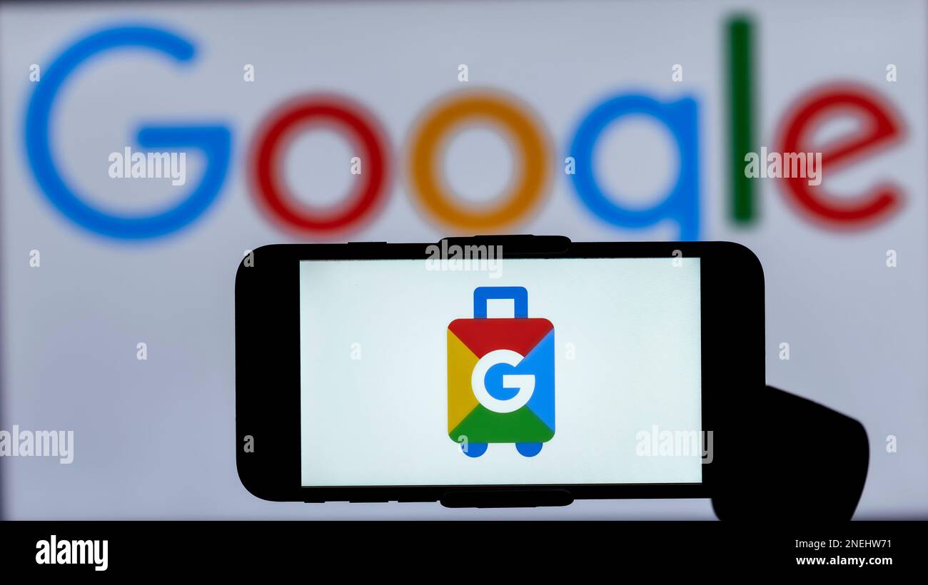 In this photo illustration, the logo of Google Travel is seen displayed ...