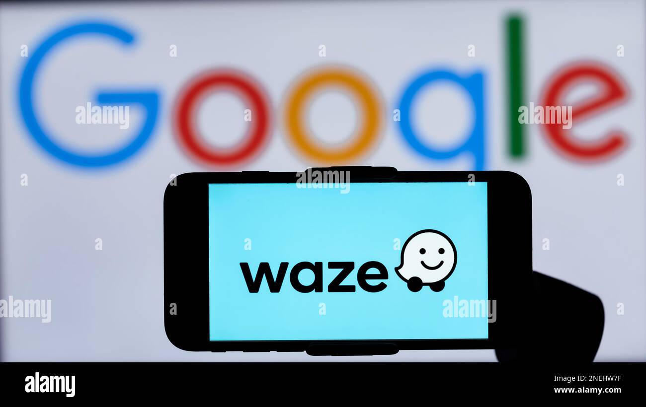 In this photo illustration, the logo of Waze is seen displayed on a ...
