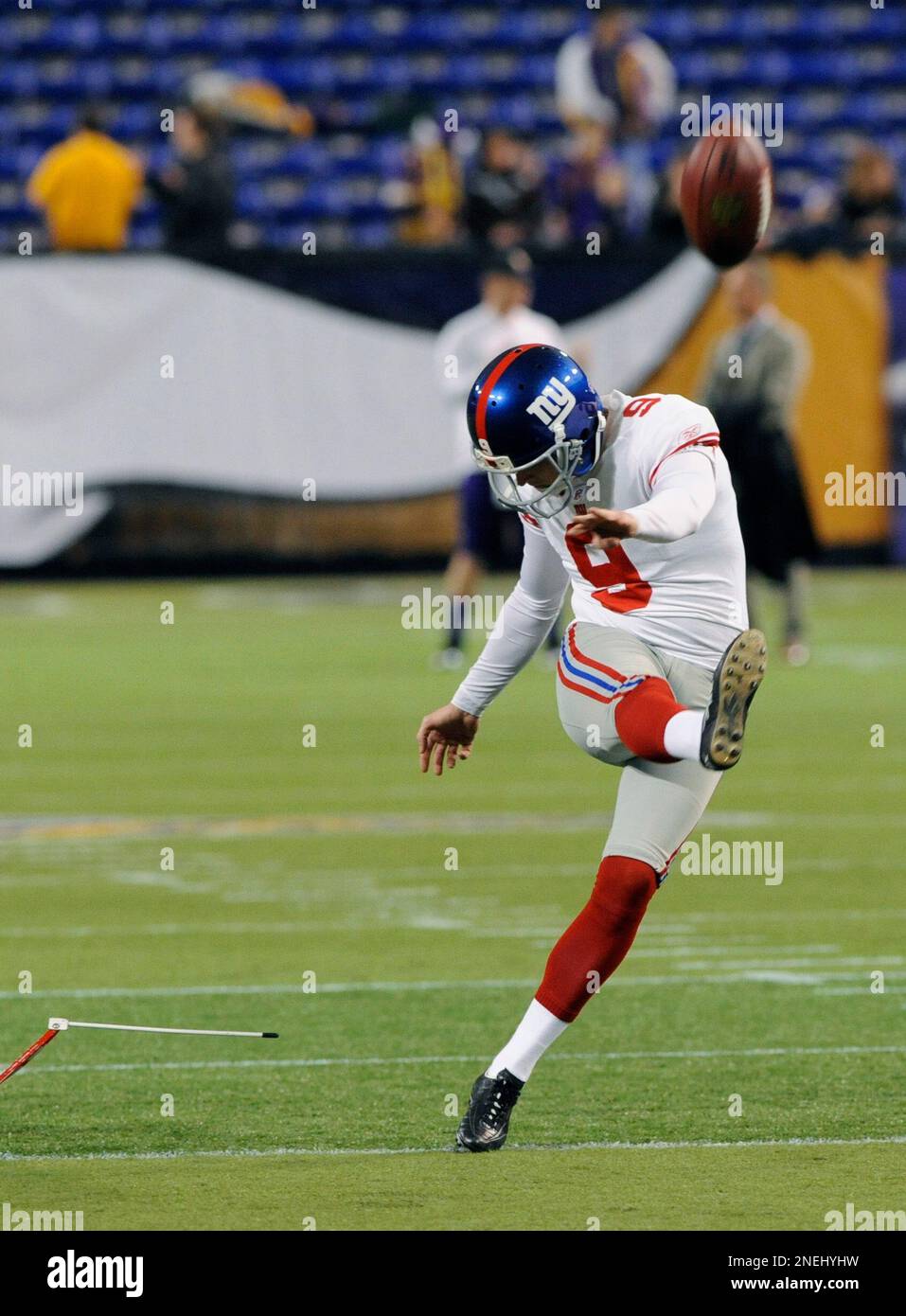 New York Giants kicker Lawrence Tynes is shown prior to the Giants at ...