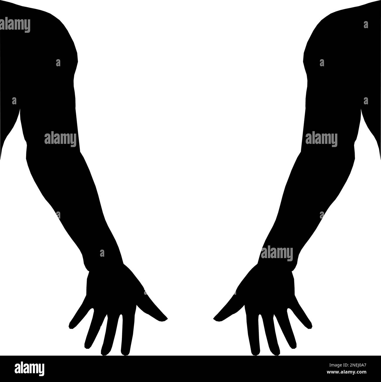 Male arms silhouettes isolated over white background, man hands vector ...