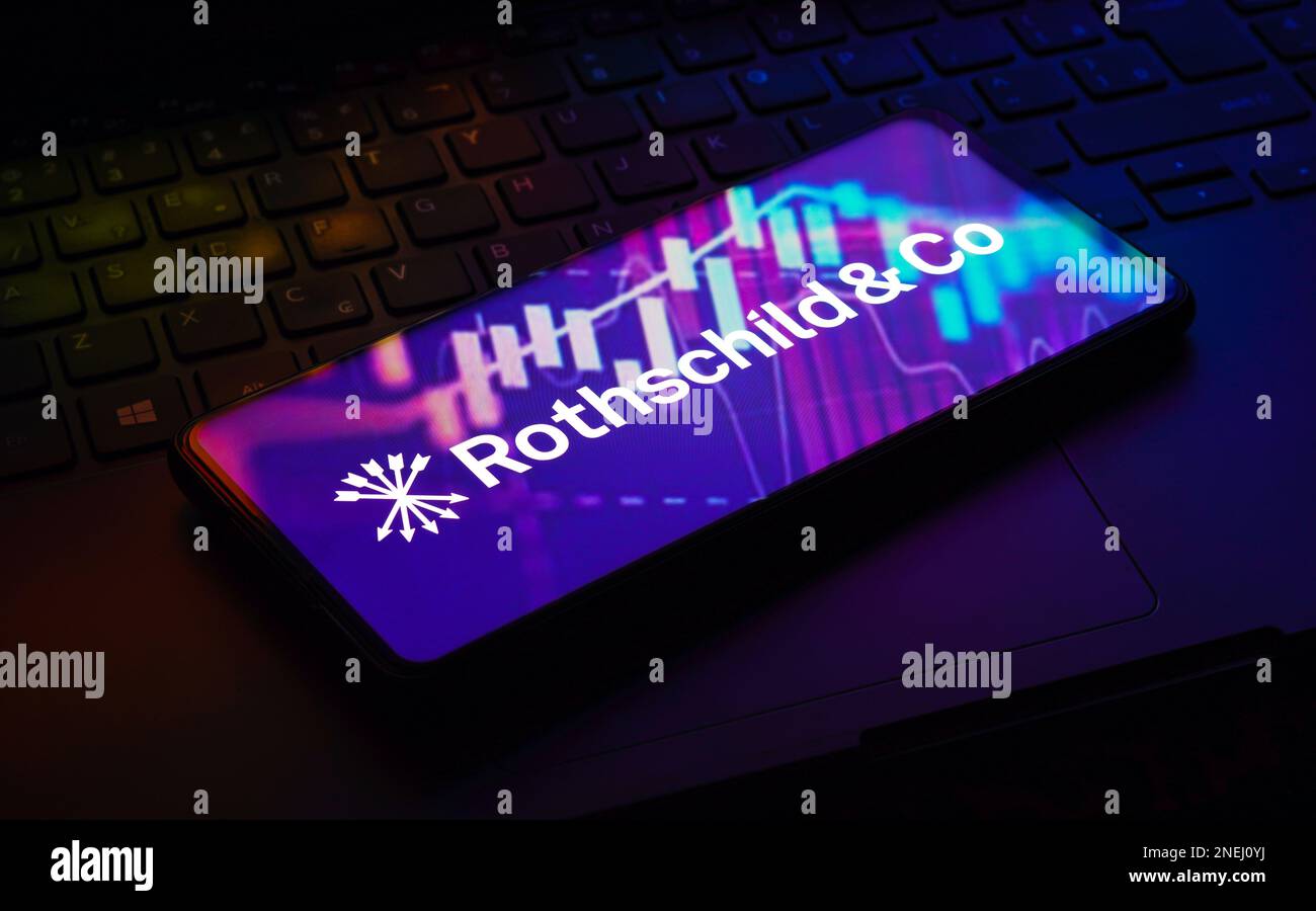 In this photo illustration the Rothschild & Co logo seen displayed on a ...