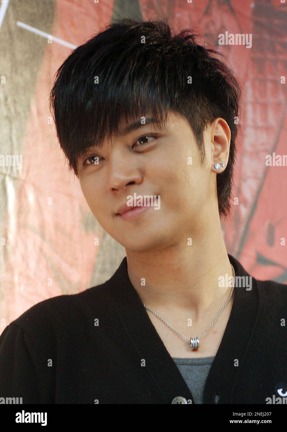 Taiwanese singer Show smiles during a media event announcing his new ...